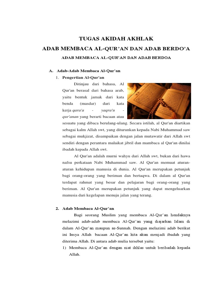Adab Membaca Al-Qur'an Dan Adab Berdoa | PDF