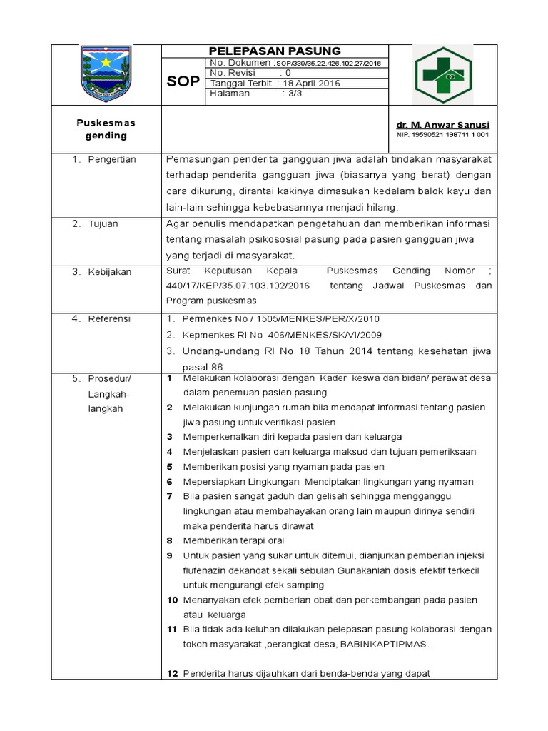 22 Sop Pelepasan Pasung Jiwa | PDF