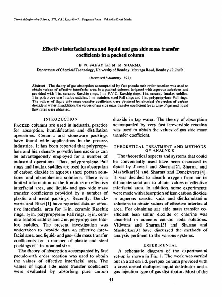 Effective Interfacial Area And Liquid And Gas Side Mass Transfer