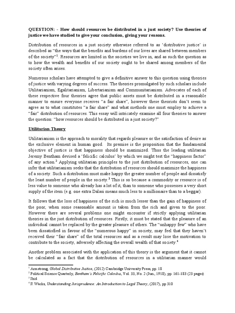 Distributive Justice Theories Explained | PDF | Utilitarianism ...