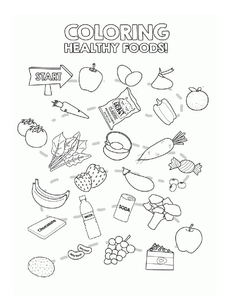 Coloring Pages Healthy and Unhealthy Food | PDF