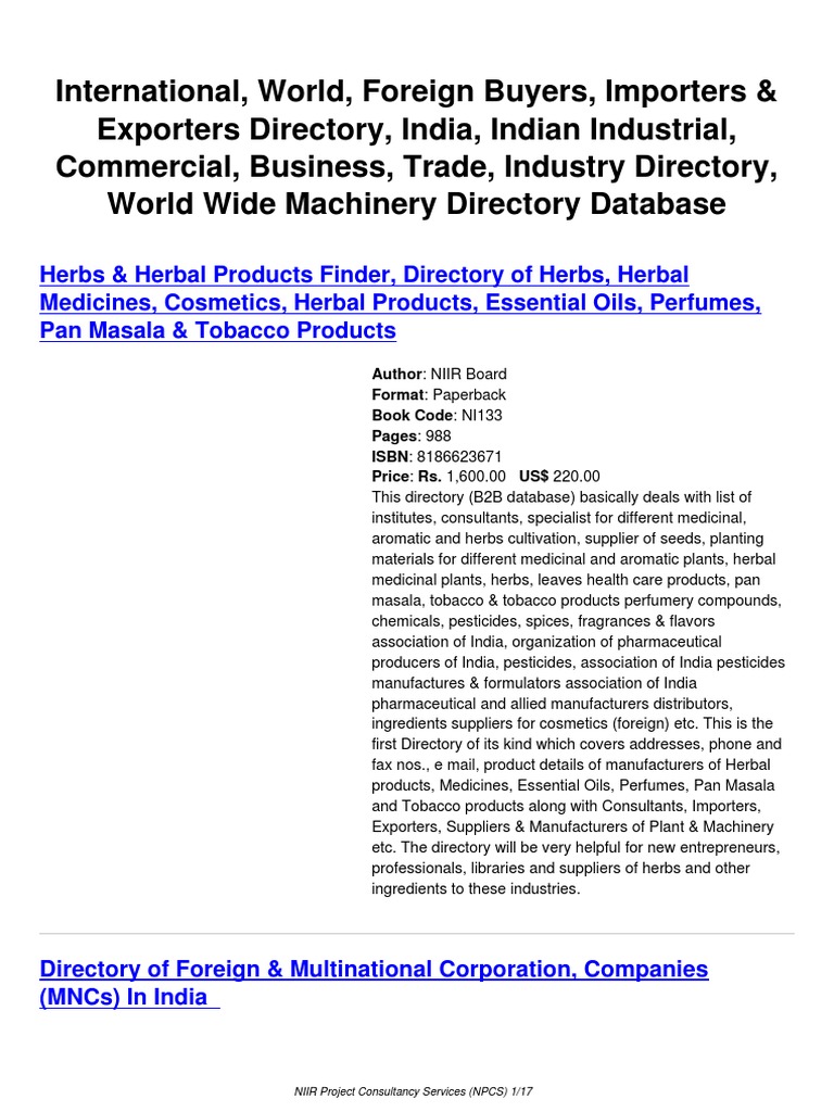 Global Trade Directories for B2B | PDF | Perfume | Drink