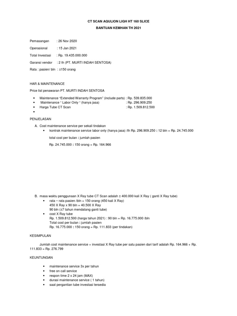 Analisis CT Scan 160 Slice 2021 | PDF