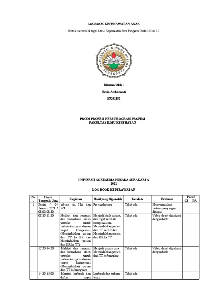 LOGBOOK KDP 2 - Novia | PDF