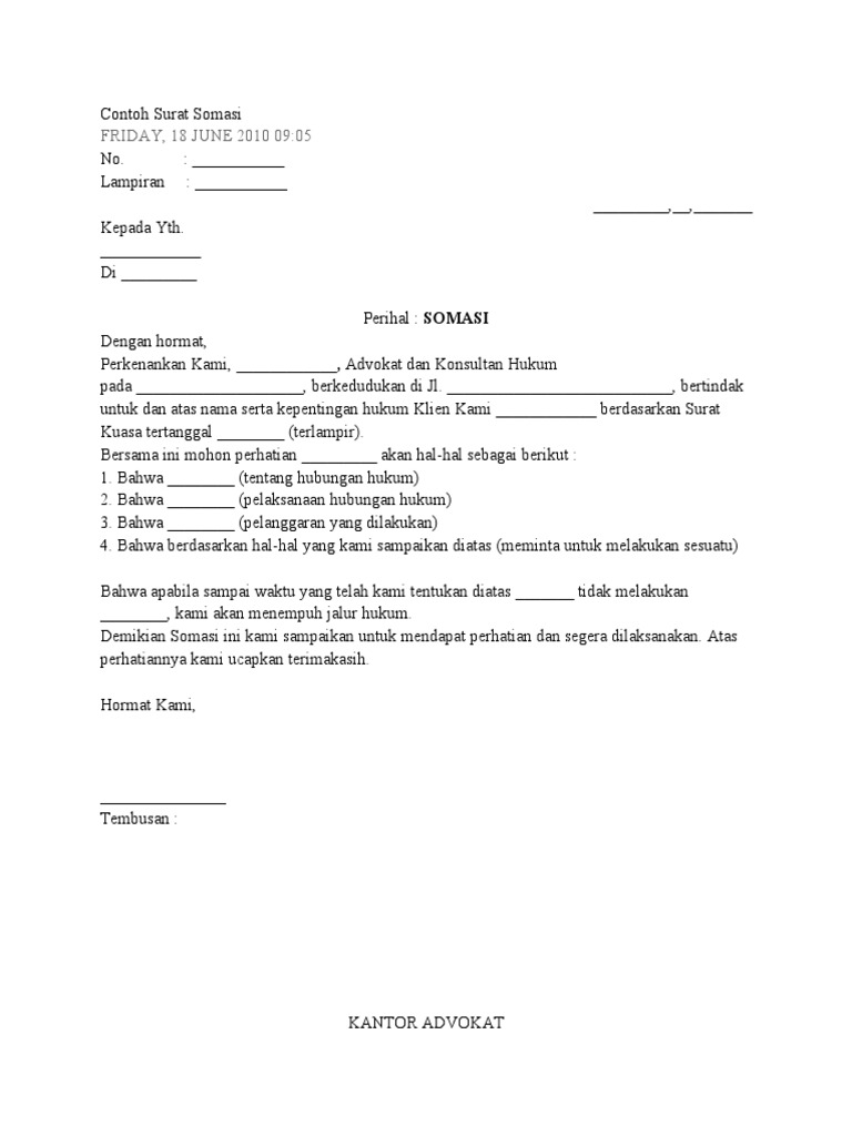 Contoh Surat Somasi | PDF