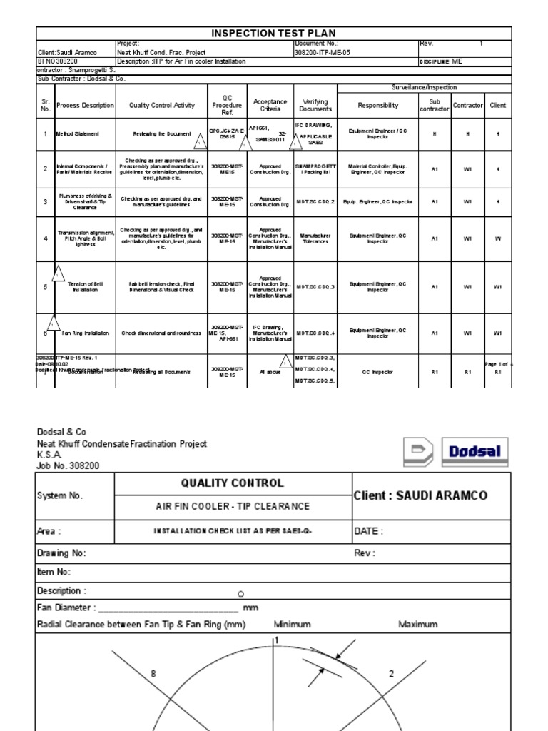 Inspection Test Plan: 308200-ITP-ME-15 Rev. 1 Date-08.10.02 Dod/Neat ...