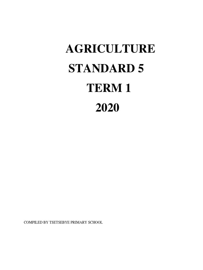 Agriculture STD 5 TERM 1 2020 | PDF | Farms | Farmer