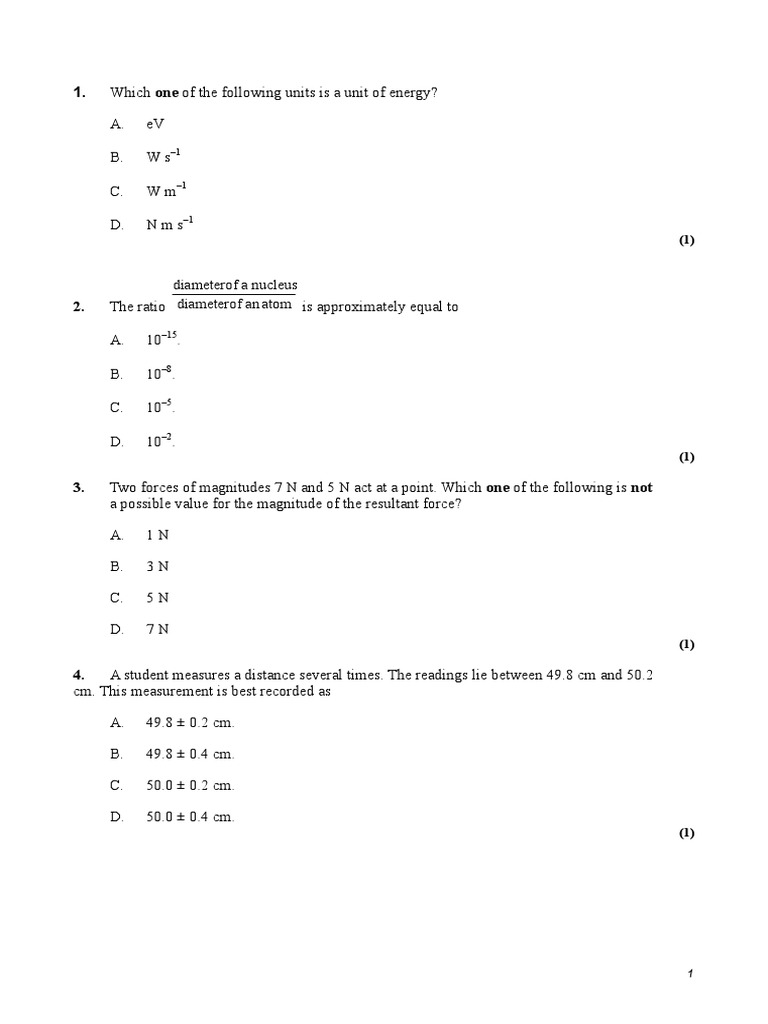 Physics Topical Test A - Book 2 | PDF | Force | Mass