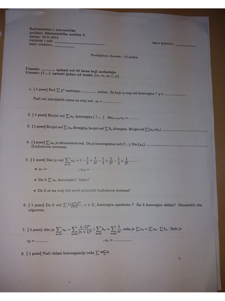 Matematicka Analiza 2 FTN Novi Sad Reseni Ispitni Zadaci | PDF