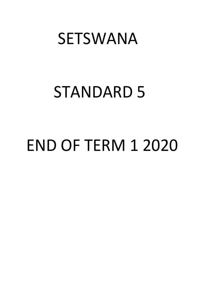 Setswana STD 5 Term 1 2020 | PDF