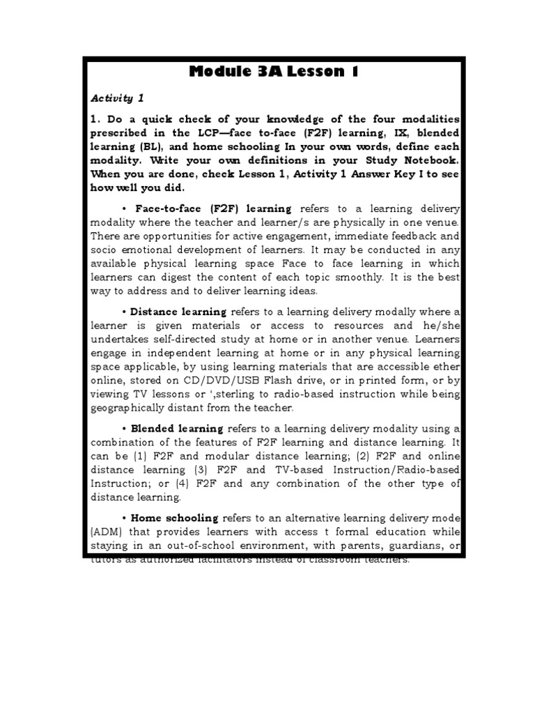 Module 3A Lesson 1 | PDF | Educational Assessment | Lesson