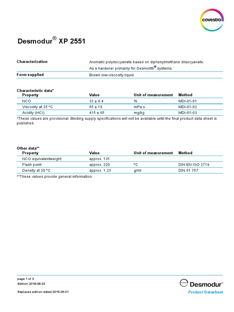 Desmodur XP 2551 - en - 06245374 00000740 00043297 | PDF | Specification (Technical Standard ...