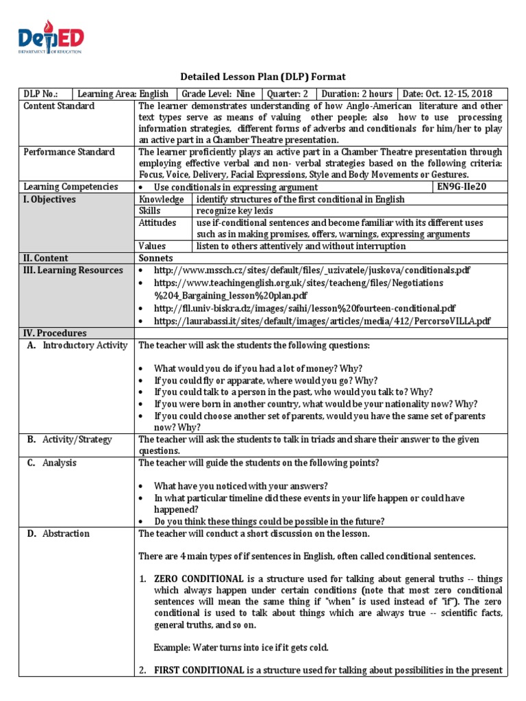 24 - If-Conditionals | PDF | Lesson Plan | Learning