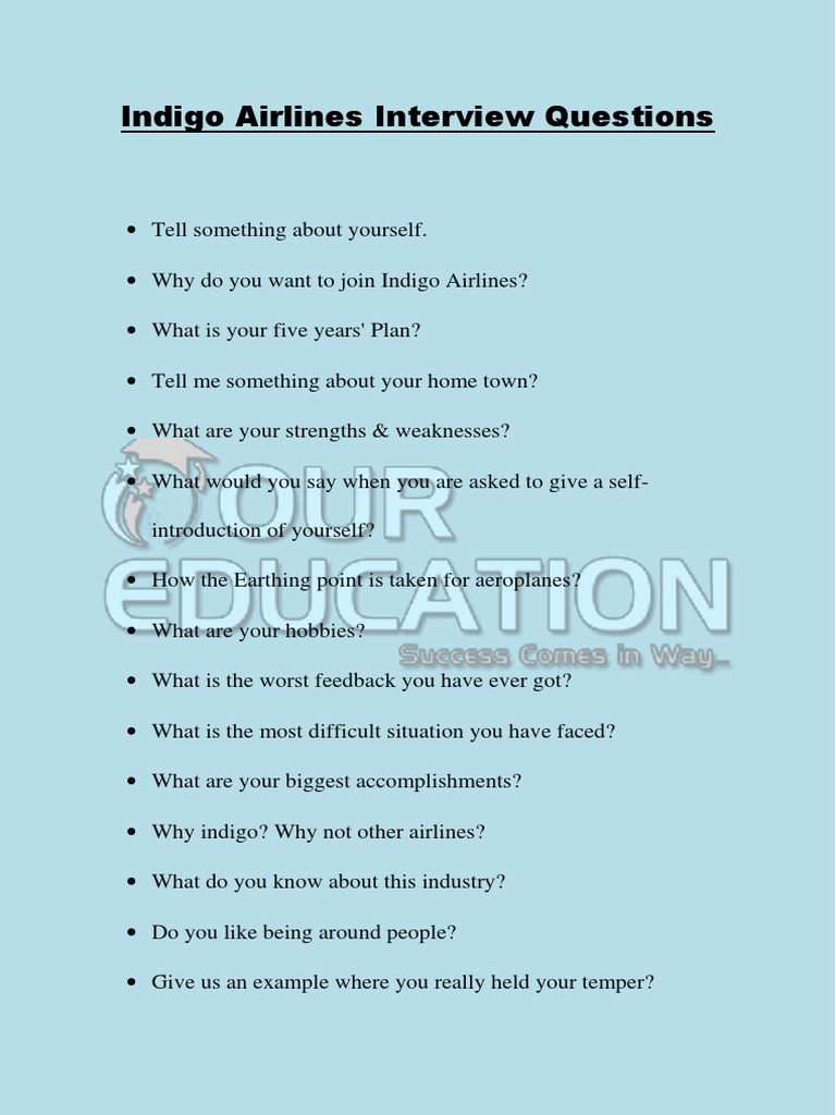 Indigo Airlines Interview Questions | PDF