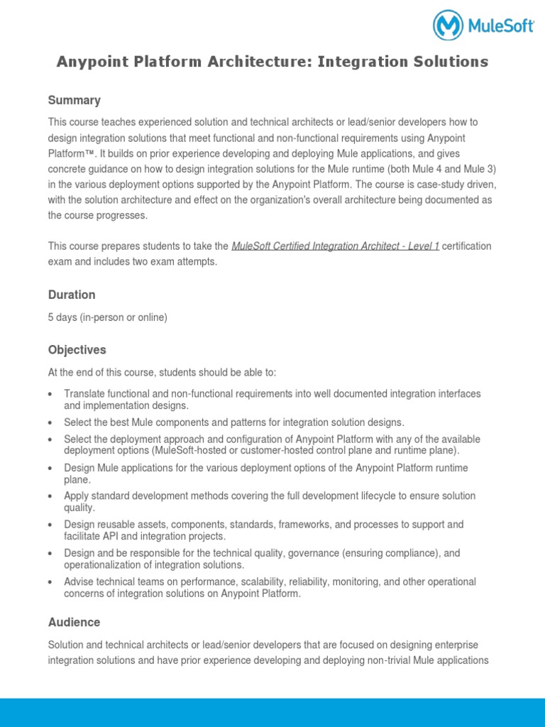 Anypoint Platform Architecture Integration Solutions | PDF ...