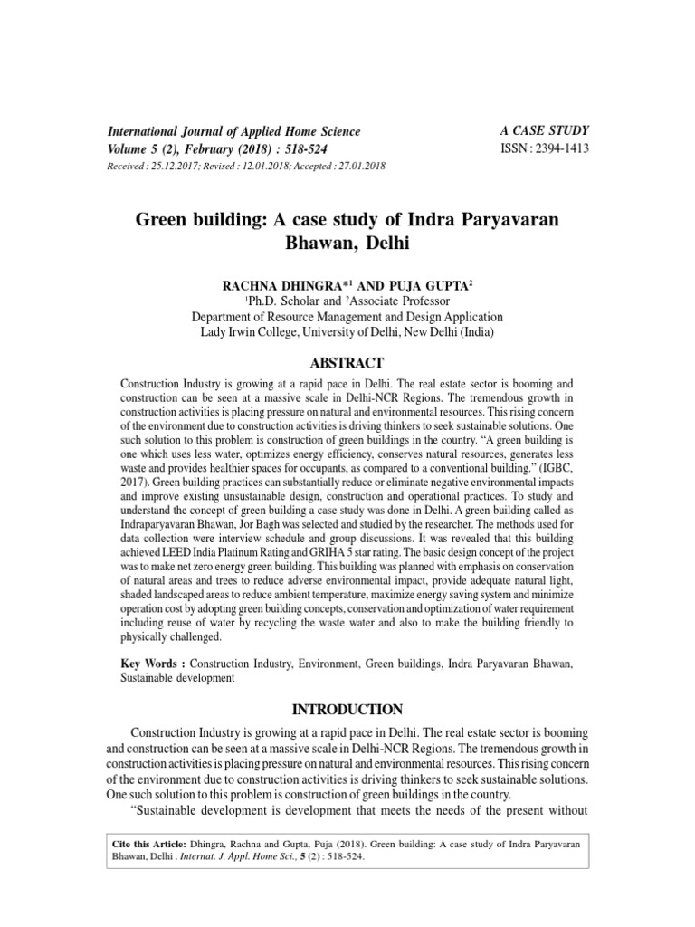 Green Building: A Case Study of Indra Paryavaran Bhawan, Delhi | PDF | Green Building ...