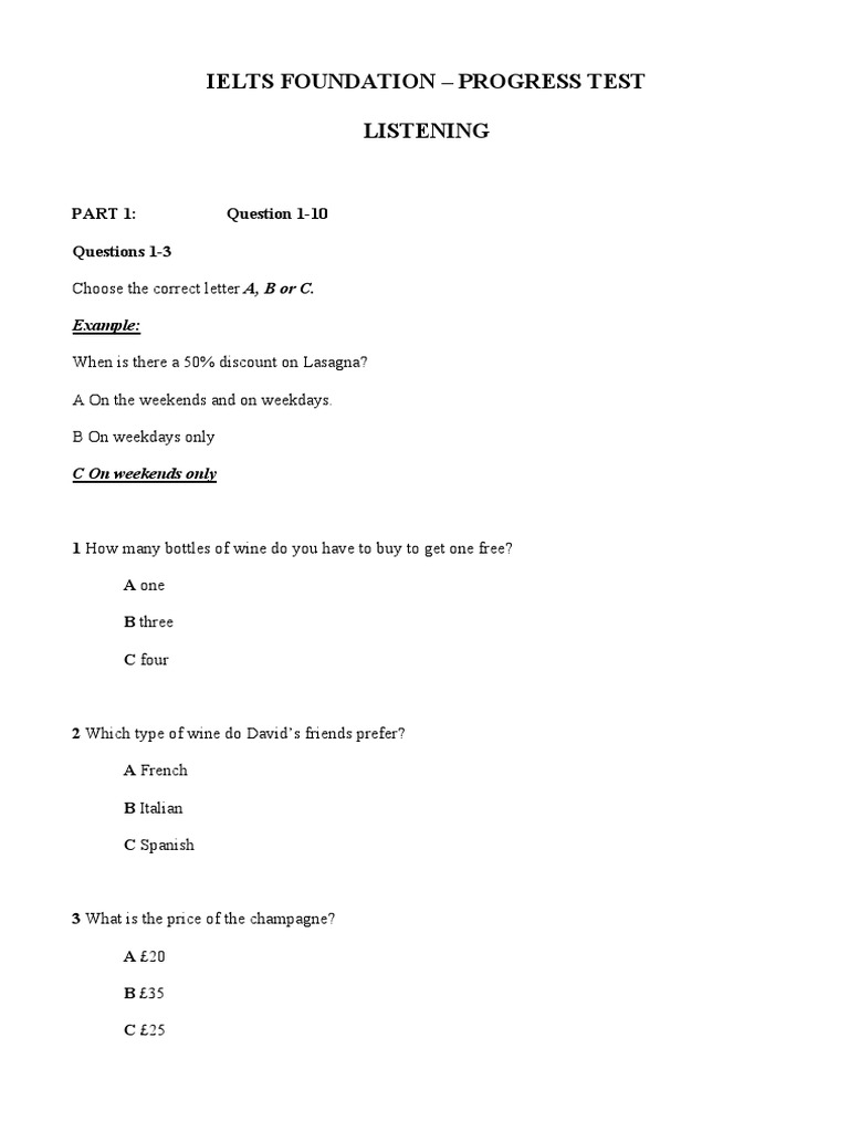 Ielts Foundation Progress Test | PDF | Friendship | Happiness