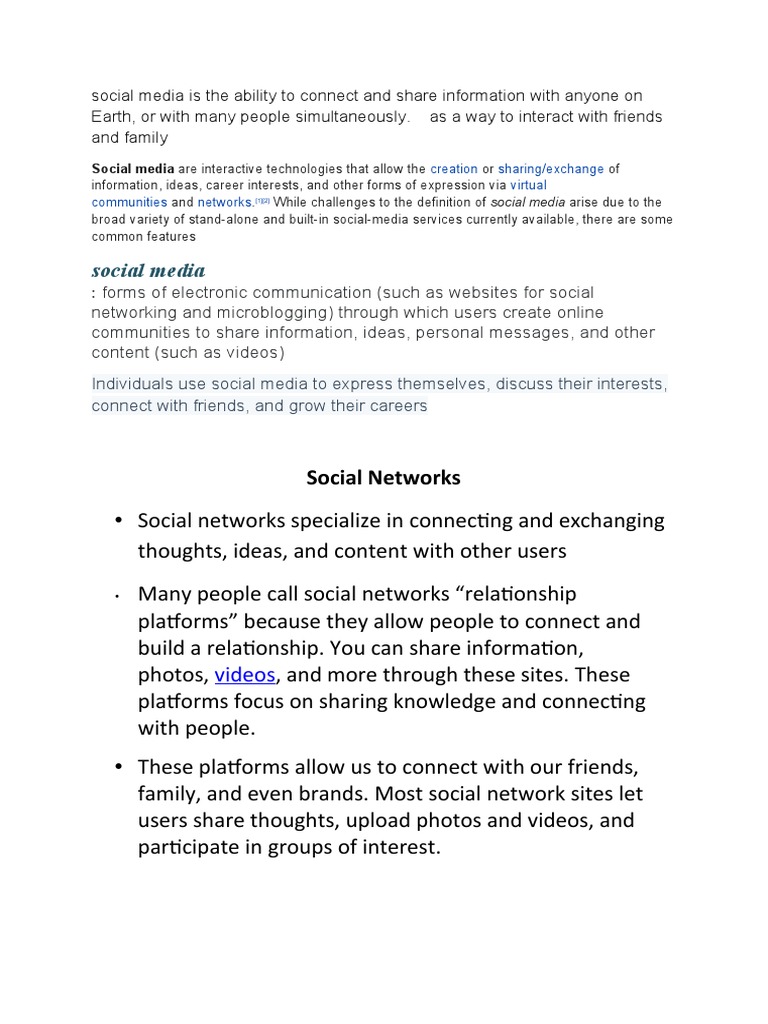 Social Media Is The Ability To Connect and Share Information With ...