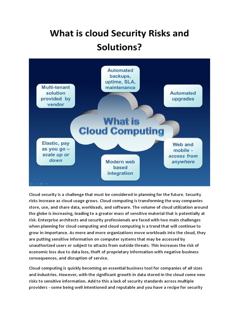 Cloud Security Risks and Solutions | PDF | Cloud Computing | Risk