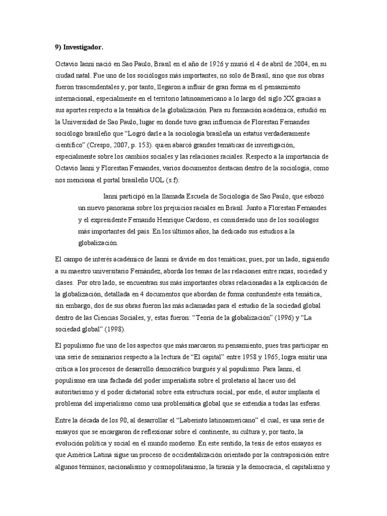 Octavio Ianni | PDF | Globalización | America latina