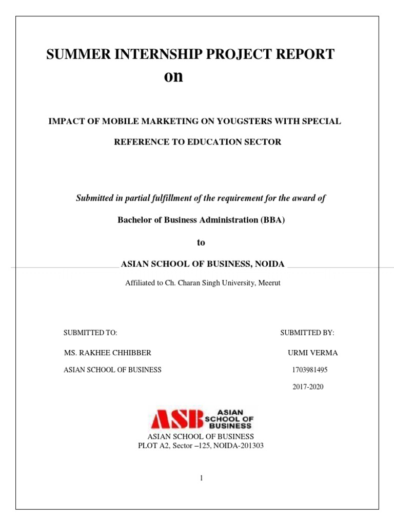 Summer Internship Project Report | PDF | Mobile Marketing | Mobile Phones