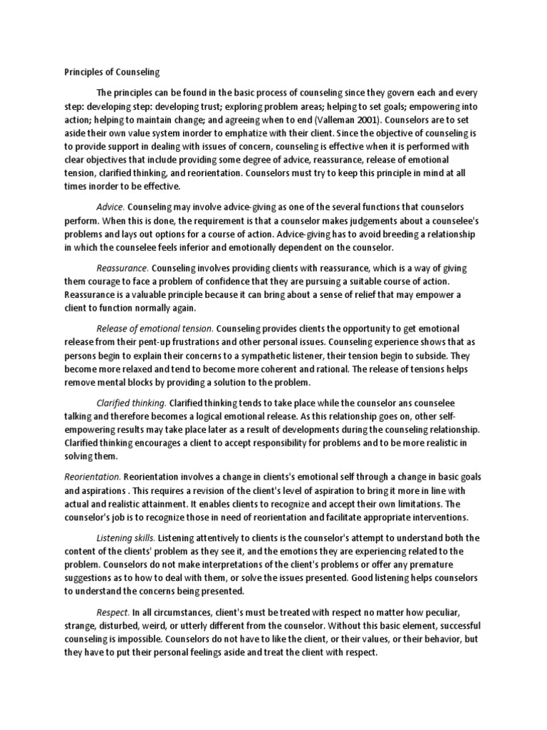 Key Principles of Effective Counseling | PDF | Empathy | Thought