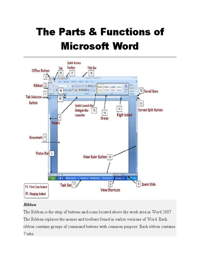 Microsoft Word Parts