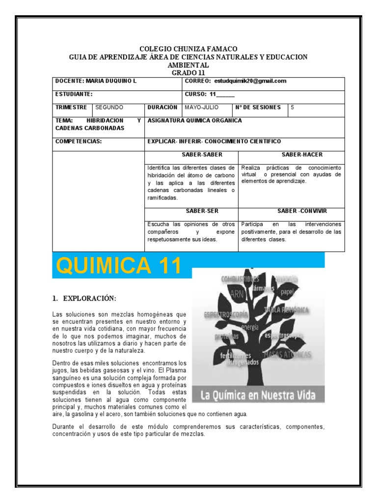 Guia N. 1 Segundo Trimestre Quimica Grado 11 | PDF | Hidrocarburos | Alcano