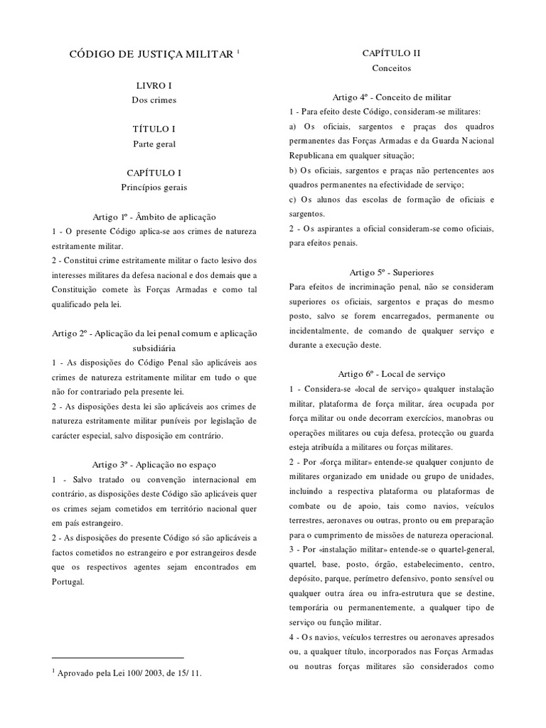Código de Justiça Militar | PDF | Liberdade condicional | Crime e Violência