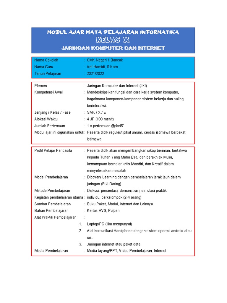 Kelas F - Arif Hamidi - Modul Ajar Edit | PDF