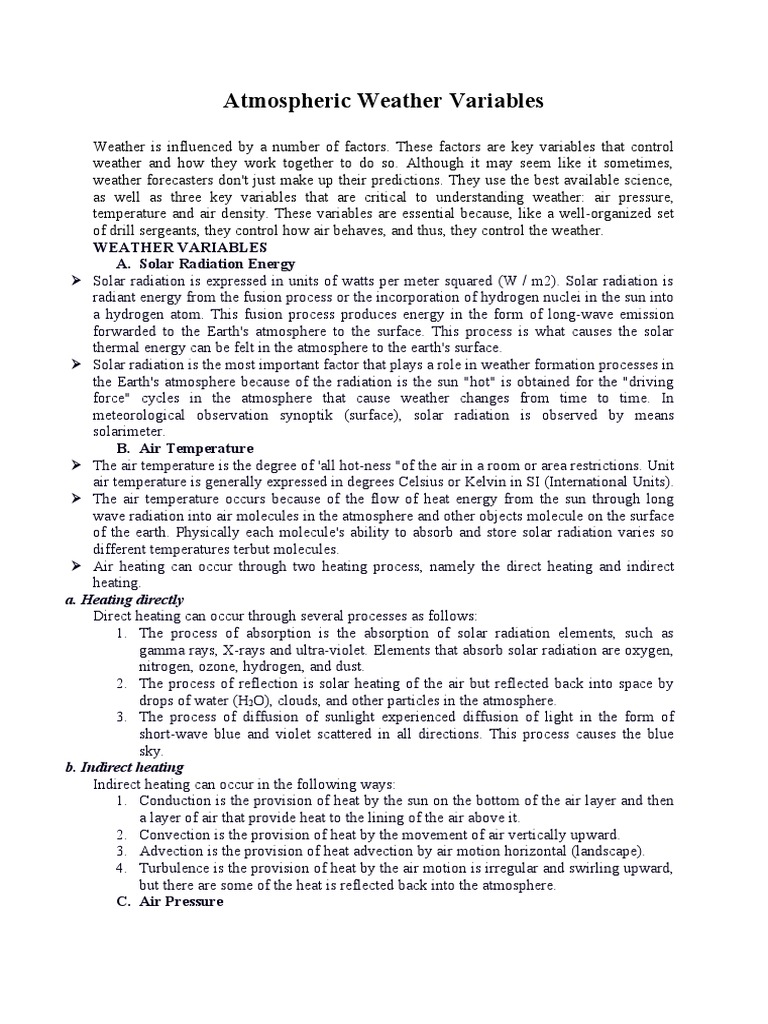 Atmospheric Weather Variables | PDF | Atmospheric Pressure | Atmosphere ...