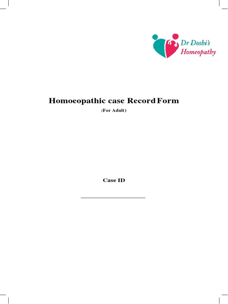 Homoeopathic Case Record Form | PDF | Menstruation | Medical Specialties