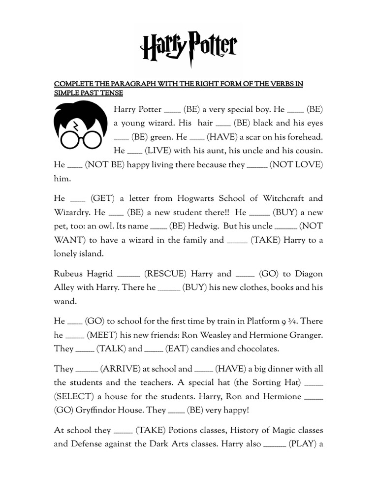 Simple Past Tense Harry Potter Worksheet Templates Layouts - 102364 ...