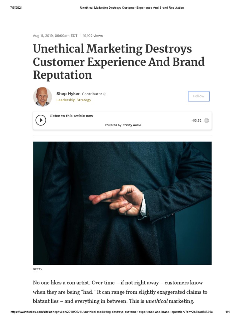 Unethical Marketing Destroys Customer Experience and Brand Reputation ...