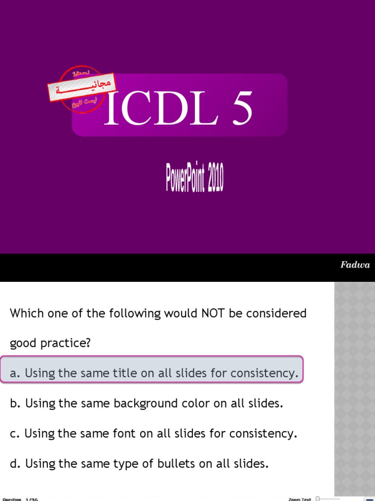ICDL5 PowerPoint 2010 | PDF | Microsoft Power Point | Computing