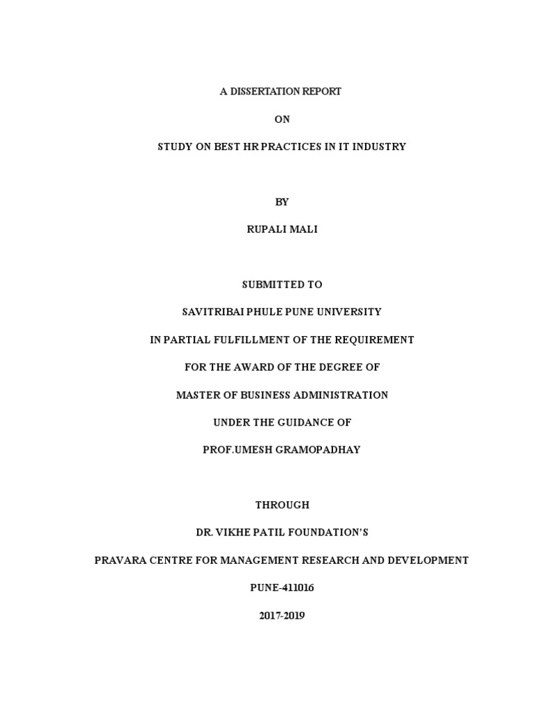 A Dissertation Report HR Practices | PDF | Human Resource Management ...