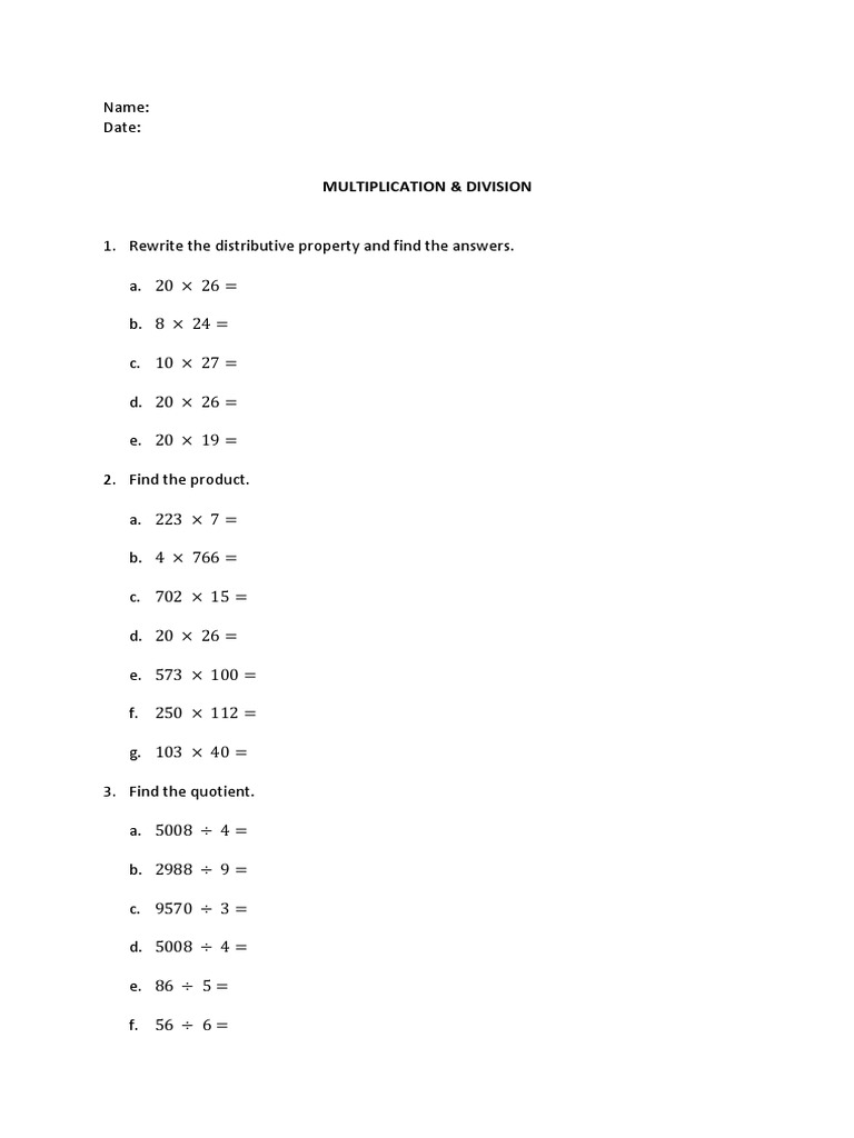 Multiplication and Division IB | PDF