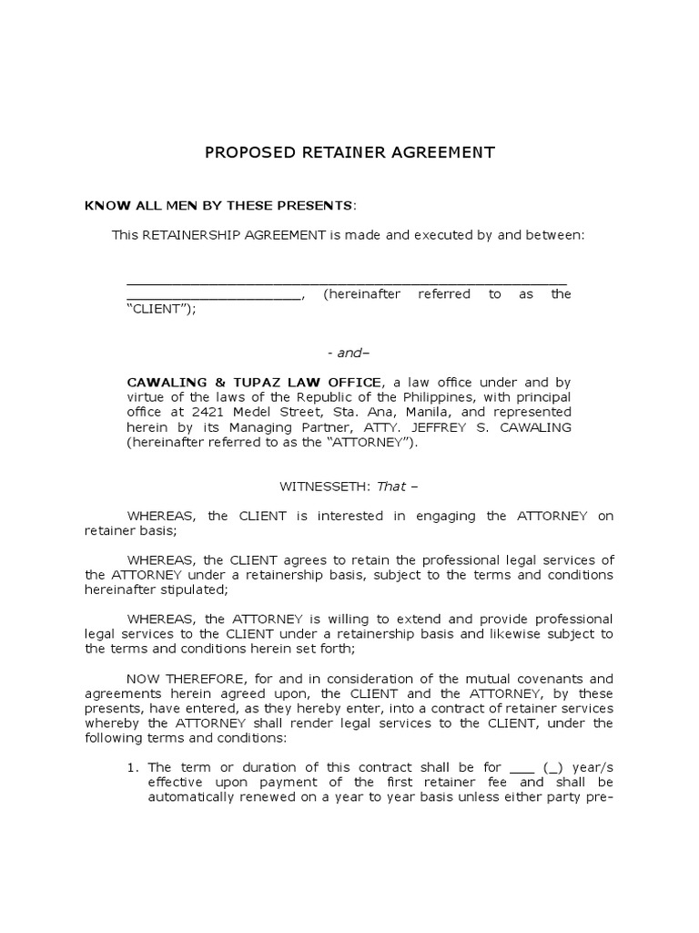 TC Sample Retainer Agreement | PDF | Practice Of Law | Business Law