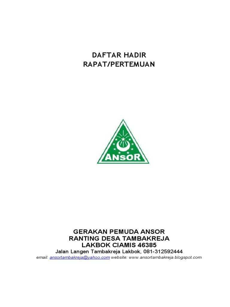 Cover Daftar Hadir | PDF