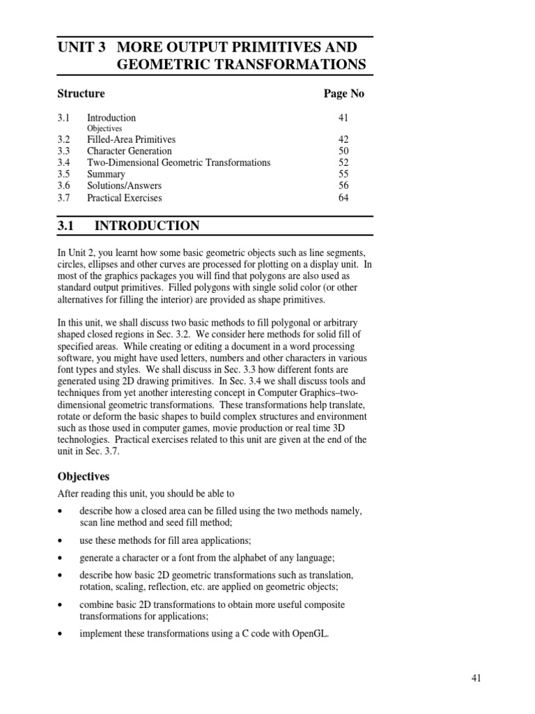 Unit 3 More Output Primitives and Geometric Transformations | Download ...
