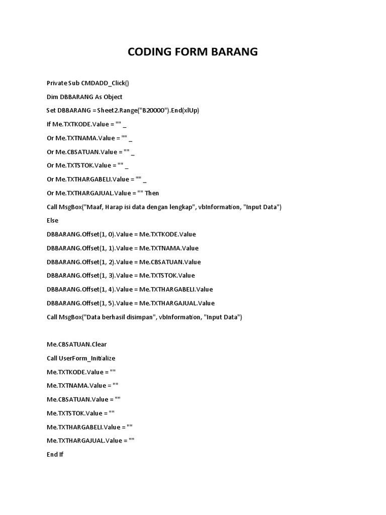 Coding Form Barang | Download Free PDF | Computer Programming | Computing