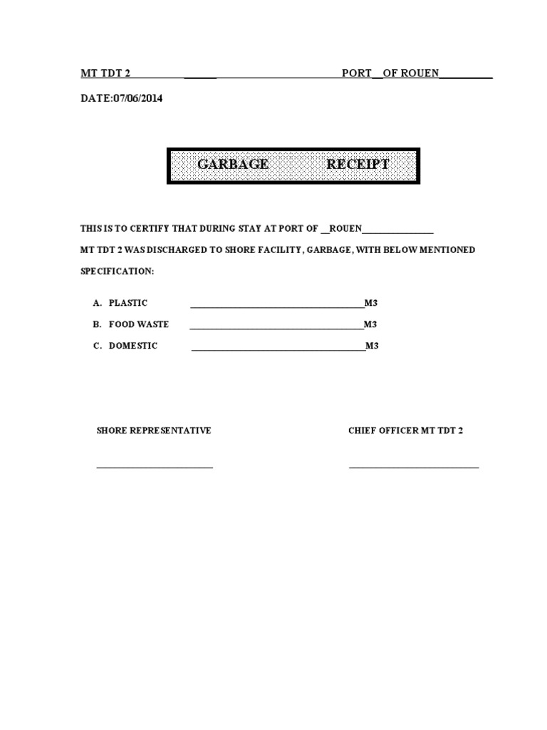 Garbage Receipt | PDF