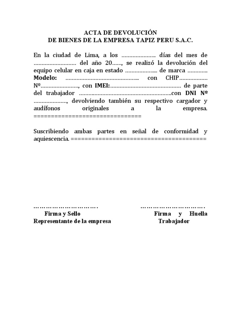 Acta de Devolución | PDF