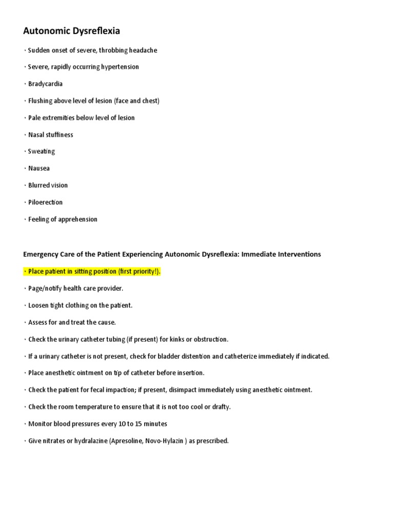 Autonomic Dysreflexia | PDF