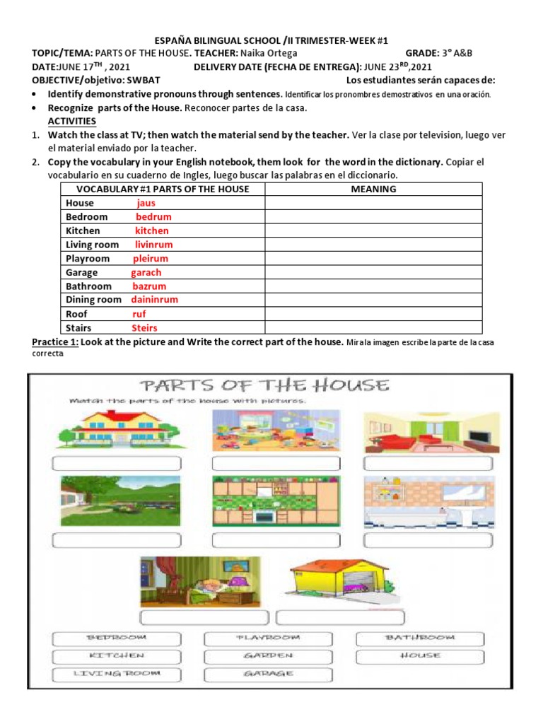 Week #15 - Parts of The House - Third | PDF | Idiomas