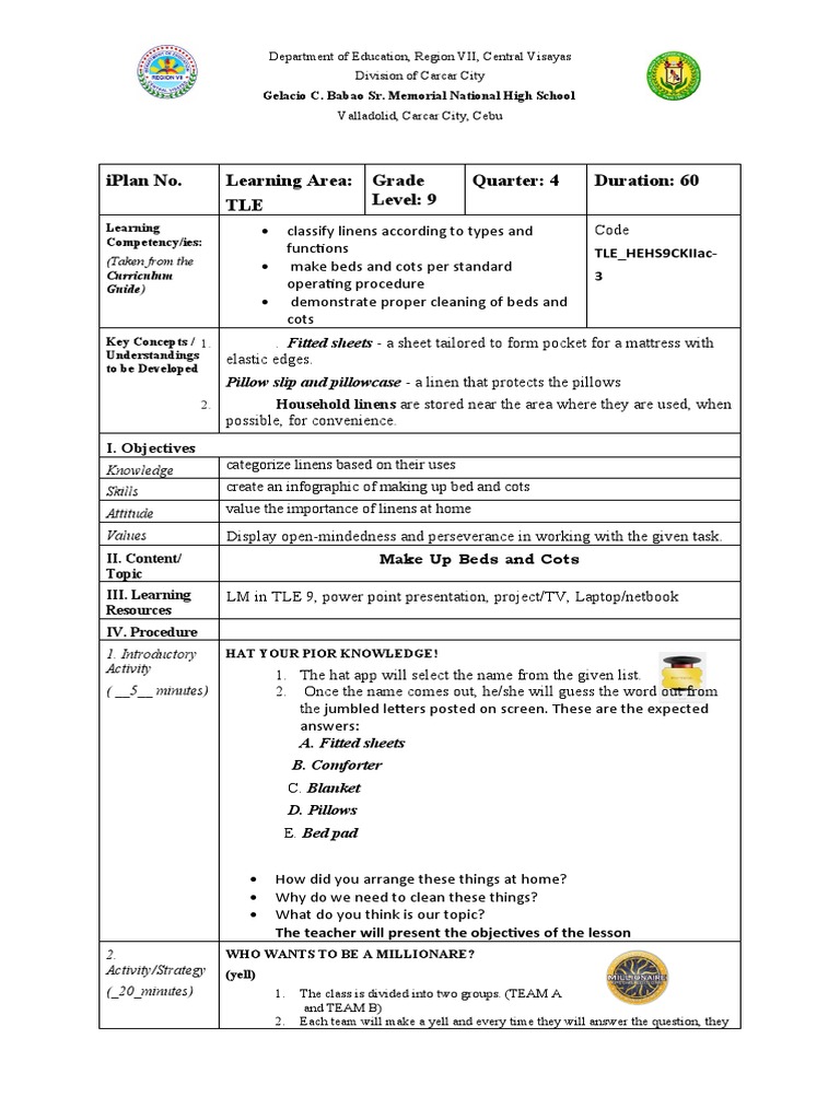 Making Beds and Cots Infographic | PDF | Pedagogy | Teachers