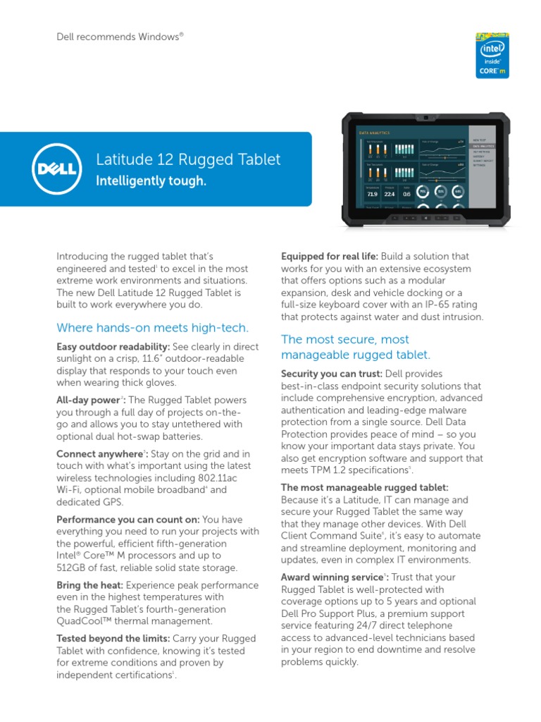 Dell Latitude 12 Rugged Tablet 7202 Spec Sheet US | PDF | Tablet ...
