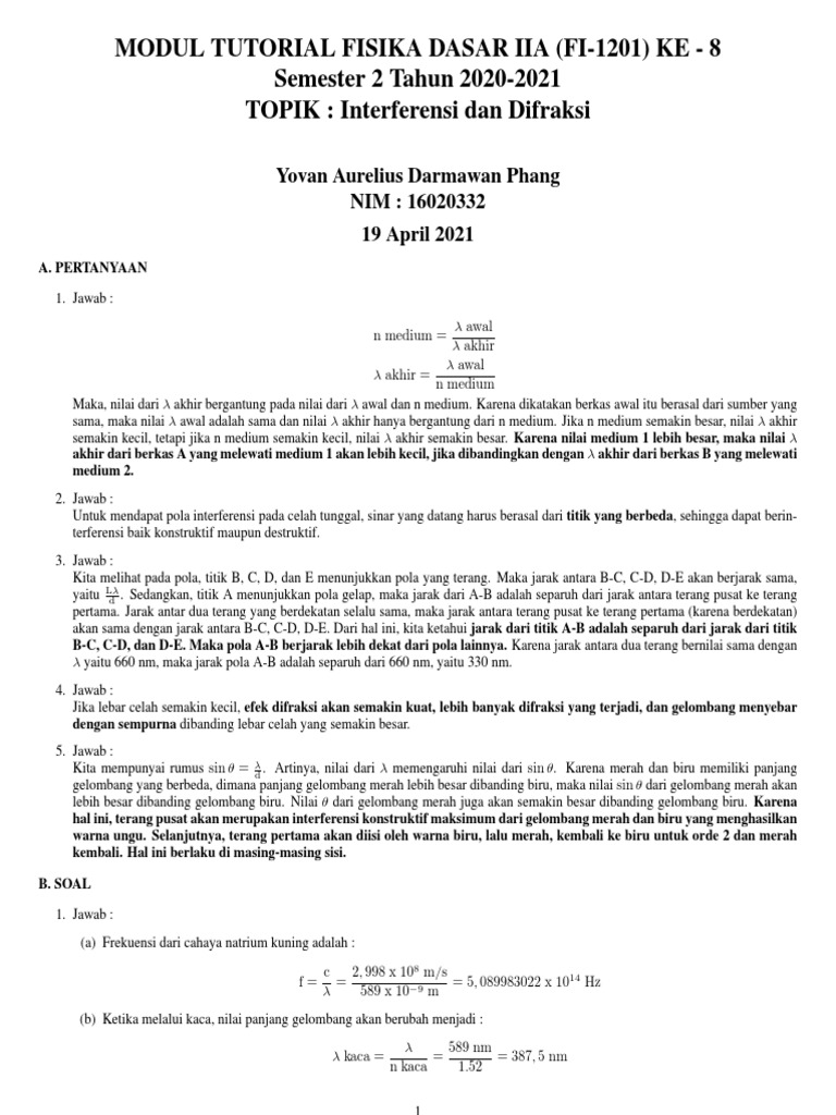 Tutorial Fisika Modul 8 | PDF
