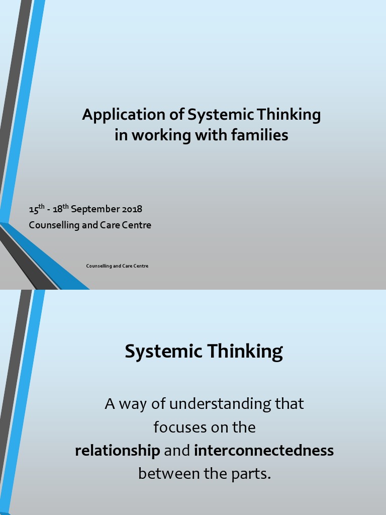 Application of Systemic Thinking in Working with Families ...