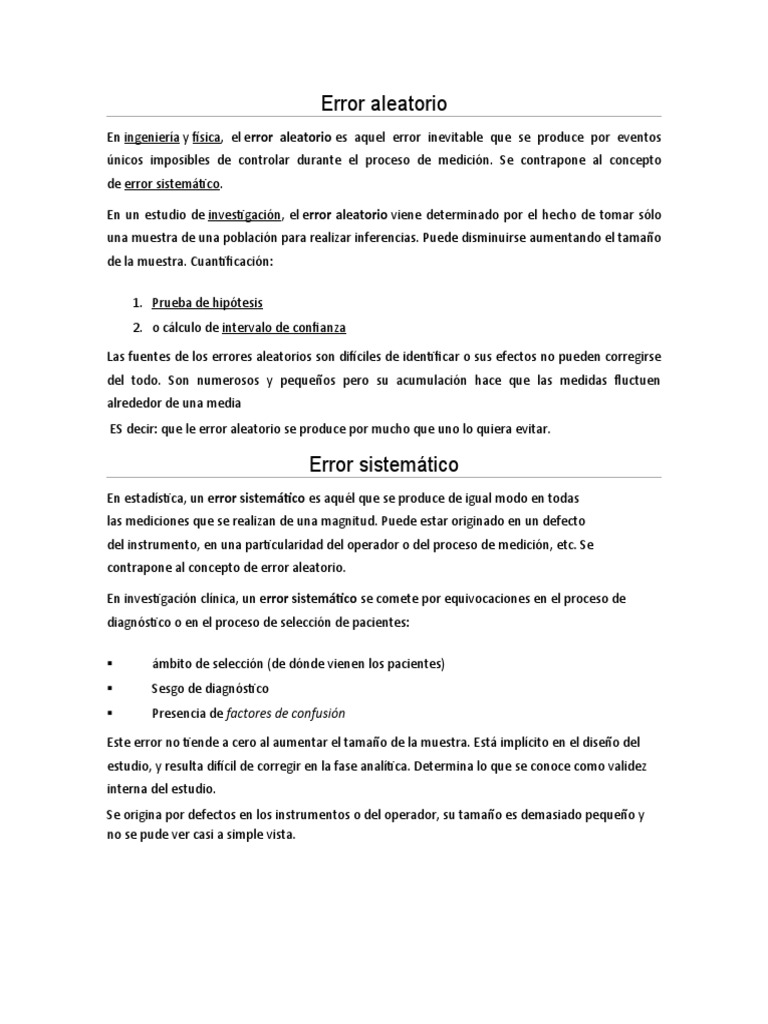Error Aleatorio y Sistematico | PDF